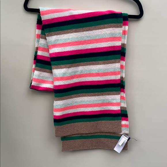 J. Crew | Accessories | J Crew Striped Scarf In Pink Green And Tan ...